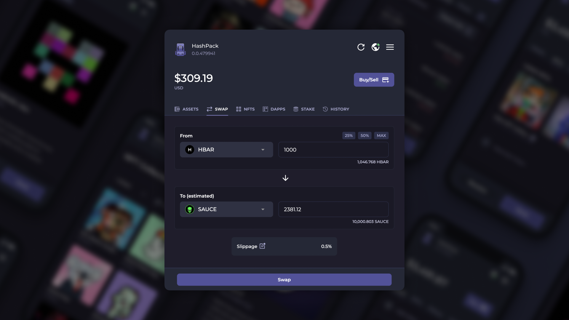 How to swap tokens with HashPack